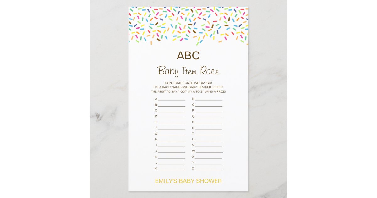 Alphabet Baby Item Baby Shower Game PRINTED | Zazzle