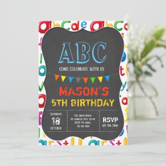 Alphabet birthday invitation | Zazzle