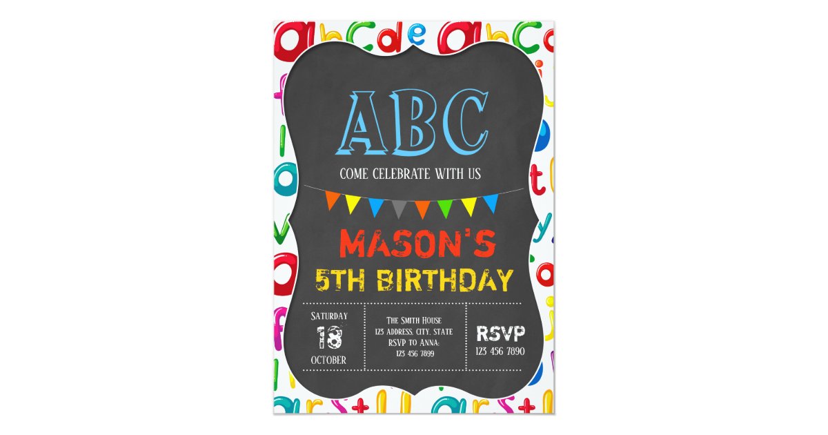 Alphabet birthday invitation | Zazzle.com