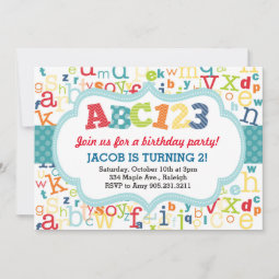 Alphabet Birthday Party Invitation | Zazzle