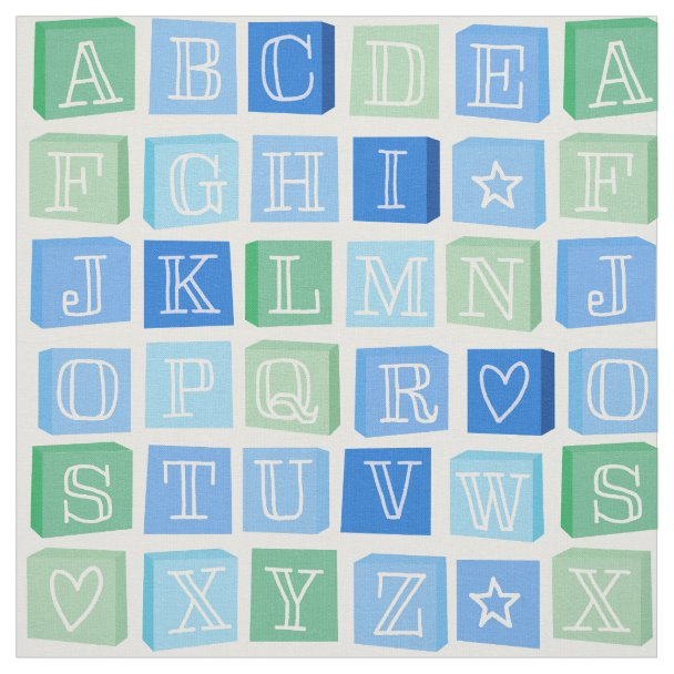 Alphabet Blocks Modern Children's Pink Fabric | Zazzle