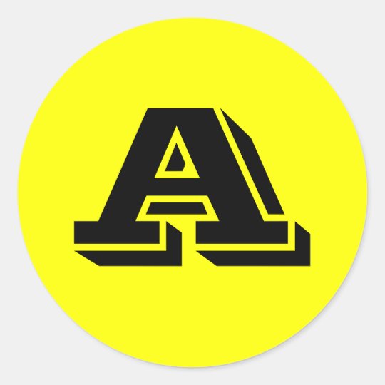 Alphabet by Janz Capital Letter A Yellow Classic Round Sticker | Zazzle.com
