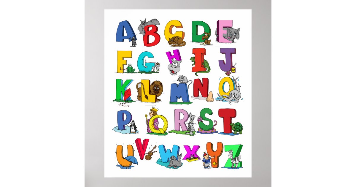 alphabet cartoon poster FROM 14.95 | Zazzle.com