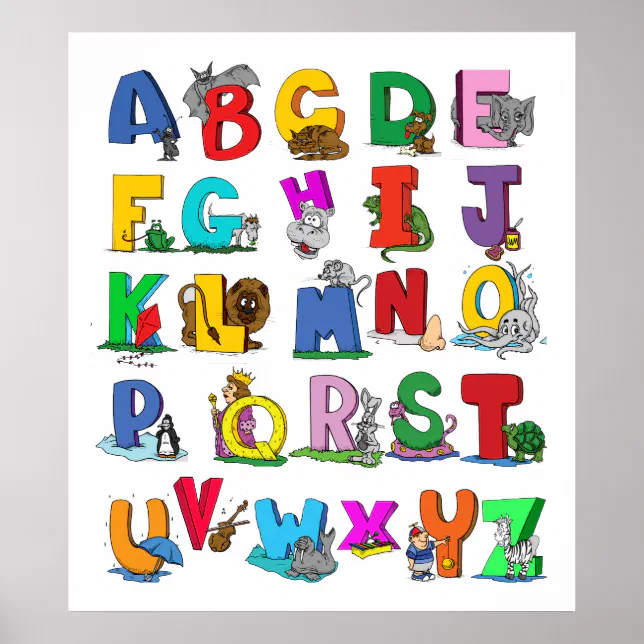 alphabet cartoon poster FROM 14.95 | Zazzle