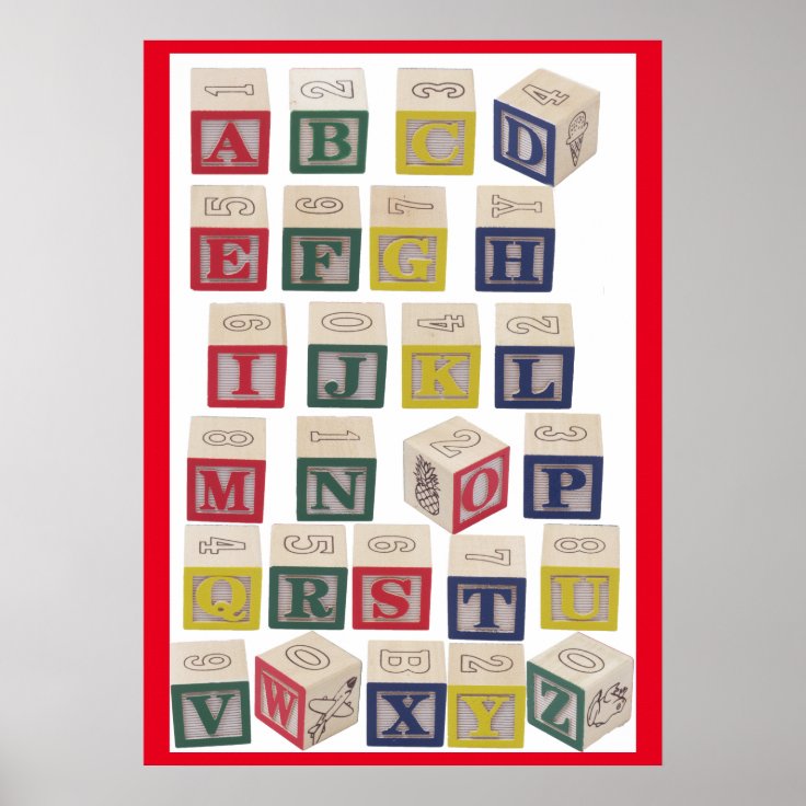 Alphabet Chart Extra Large Colored Blocks | Zazzle
