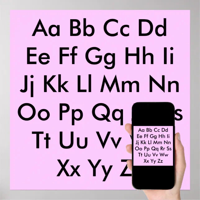 Alphabet chart Pale Pink | Zazzle