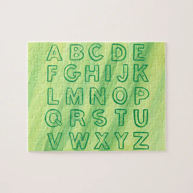 Alphabet Chart Upper Case Letters Puzzle Green | Zazzle