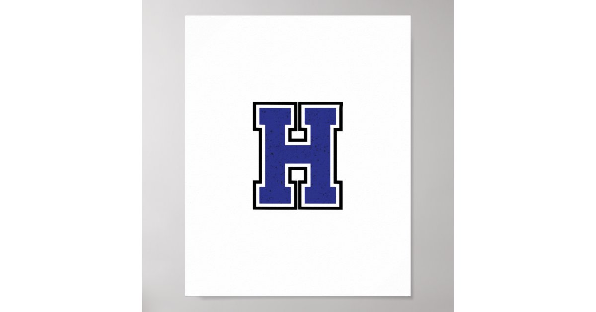 "Alphabet H in Blue Color" Poster | Zazzle