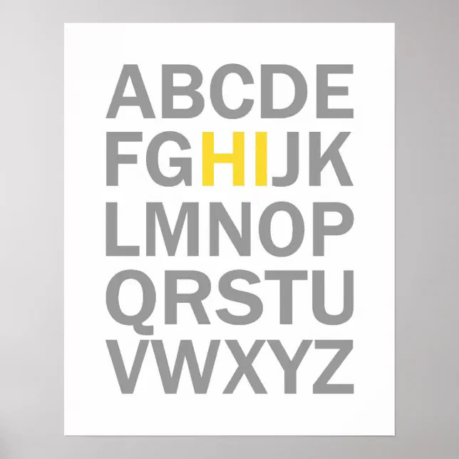 Alphabet HI print or poster | Zazzle
