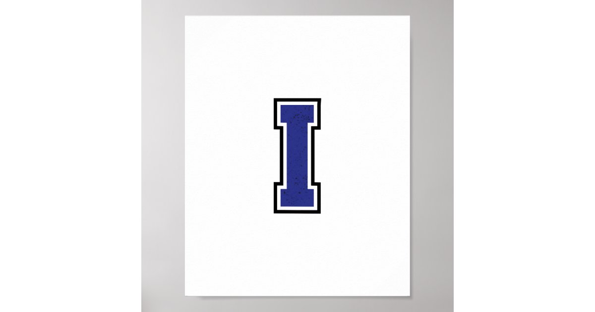 Alphabet I in Blue Color Poster | Zazzle