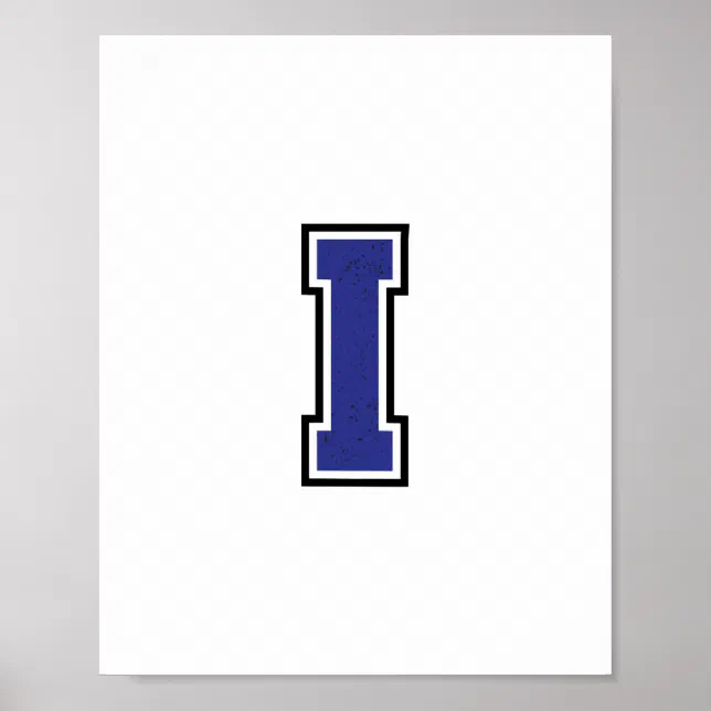 Alphabet I in Blue Color Poster | Zazzle