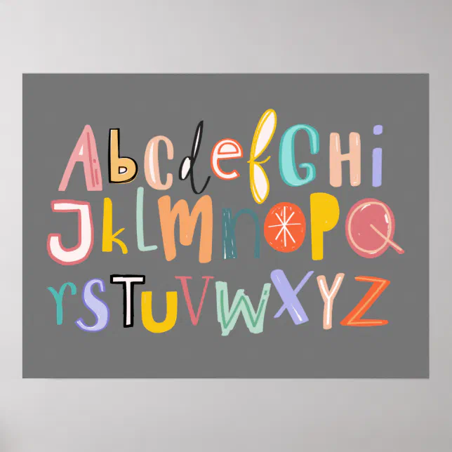 Alphabet kids cool typography poster | Zazzle