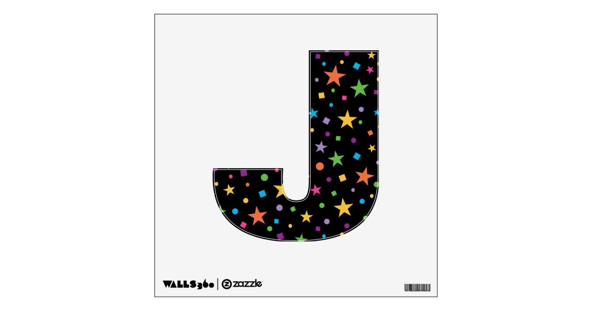 Alphabet Letter J | Bright Star Confetti Pattern Wall Decal | Zazzle