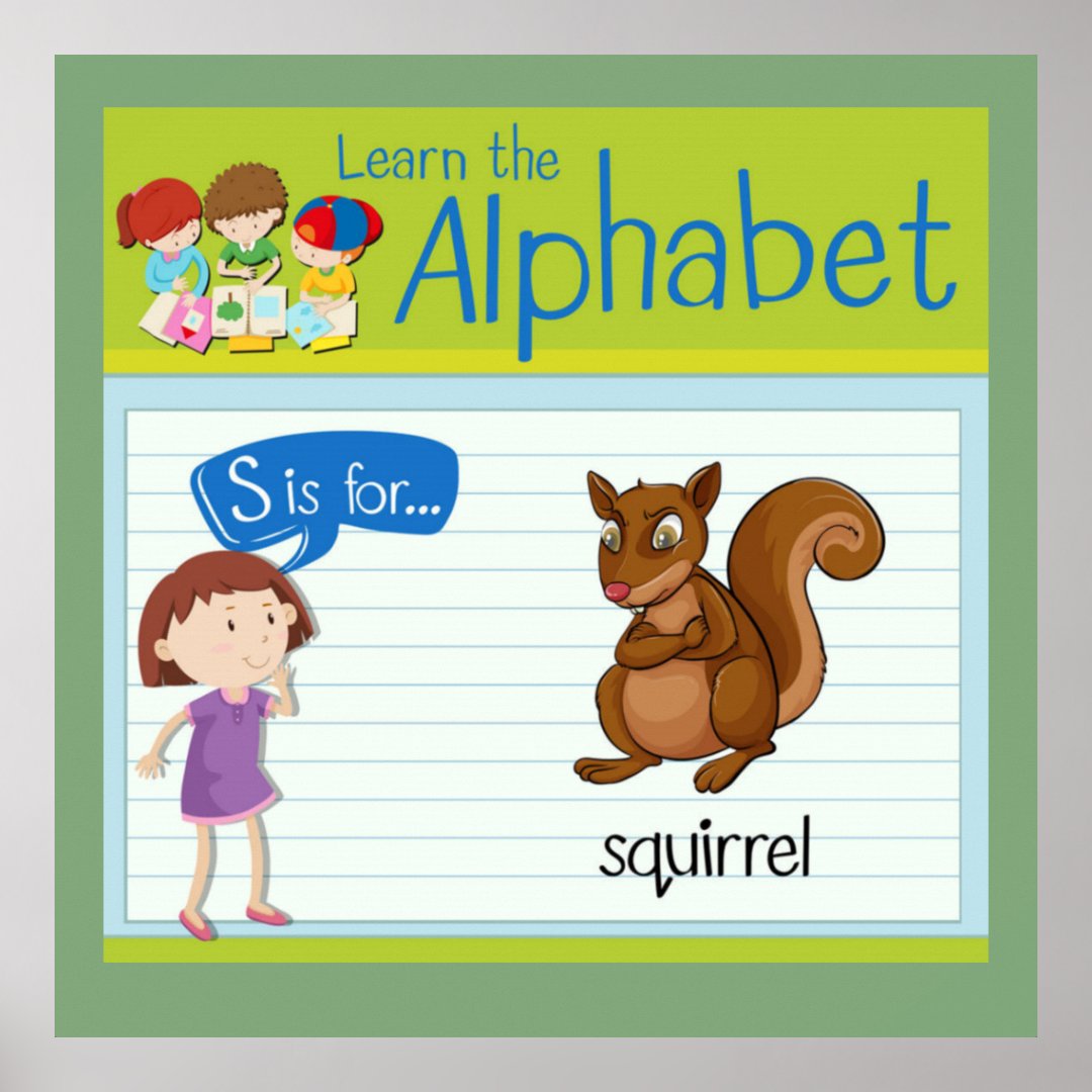 Alphabet Letter S Is For Squirrel Poster | Zazzle