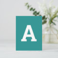 Alphabet Letter | Teal Green Modern Minimalist Postcard | Zazzle