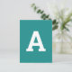 Alphabet Letter | Teal Green Modern Minimalist Postcard | Zazzle