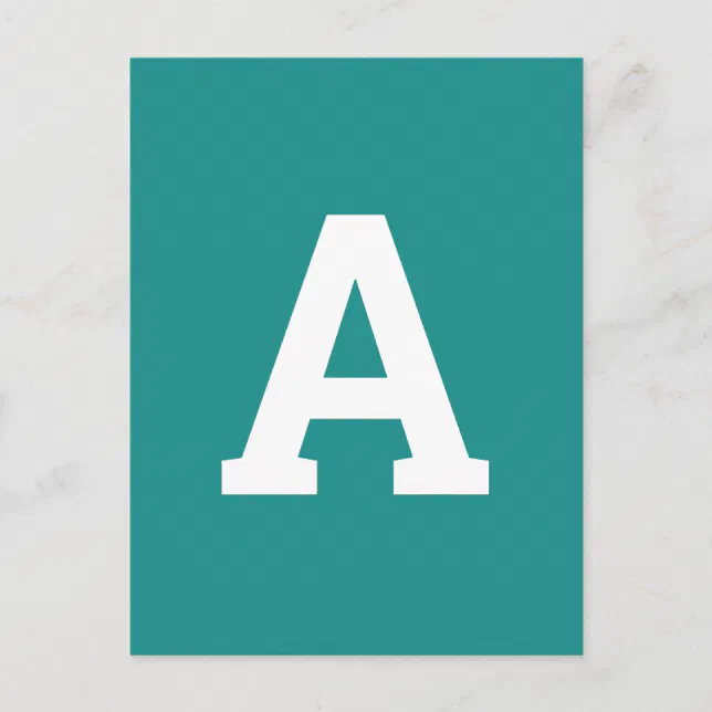 Alphabet Letter | Teal Green Modern Minimalist Postcard | Zazzle