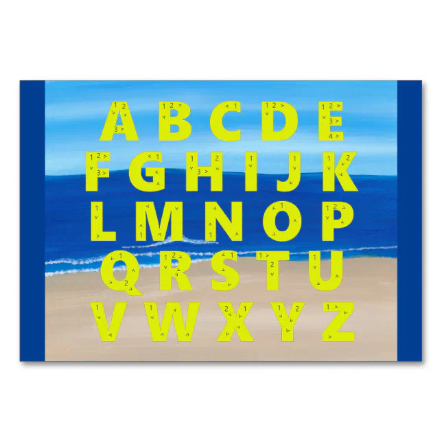 Alphabet Letter Tutorial Cards, Beach theme Table Number | Zazzle