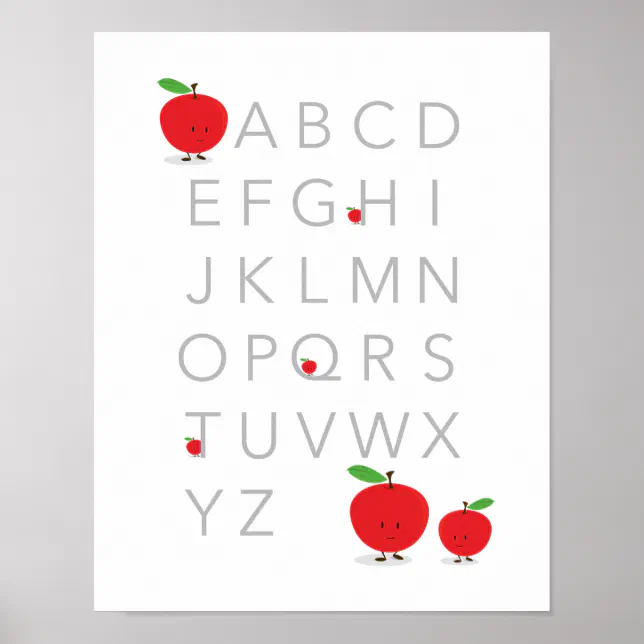 Alphabet Letters ABC Educational Apple Fruit Poster | Zazzle