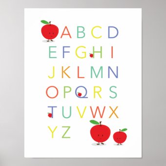 Alphabet Letters ABC Educational Colorful Apple Poster | Zazzle
