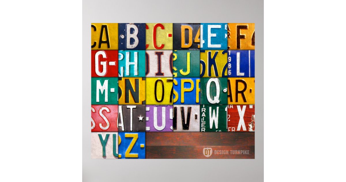 Alphabet Letters License Plate Art Poster | Zazzle