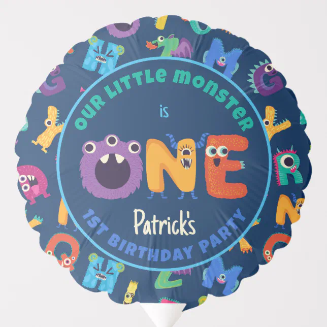Alphabet Monsters 1st Birthday Our Little Monster Balloon | Zazzle