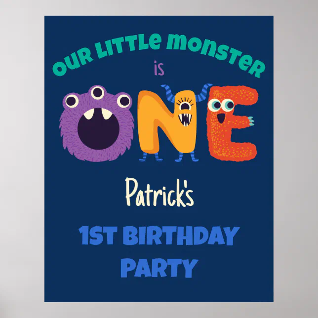 Alphabet Monsters 1st Birthday Our Little Monster Poster | Zazzle