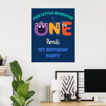 Alphabet Monsters 1st Birthday Our Little Monster Poster | Zazzle