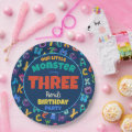 Alphabet Monsters Birthday Little Monster Add Age Paper Plates | Zazzle
