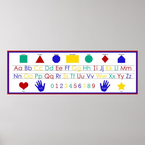 Alphabet, Numbers, and Shapes Poster | Zazzle