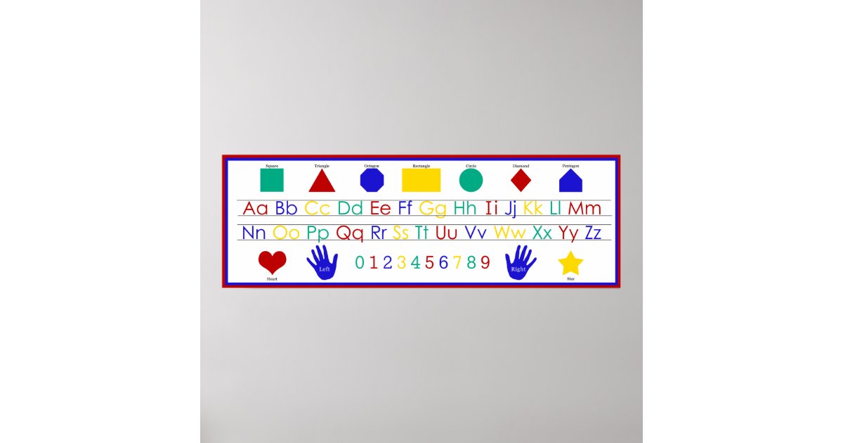 Alphabet, Numbers, and Shapes Poster | Zazzle