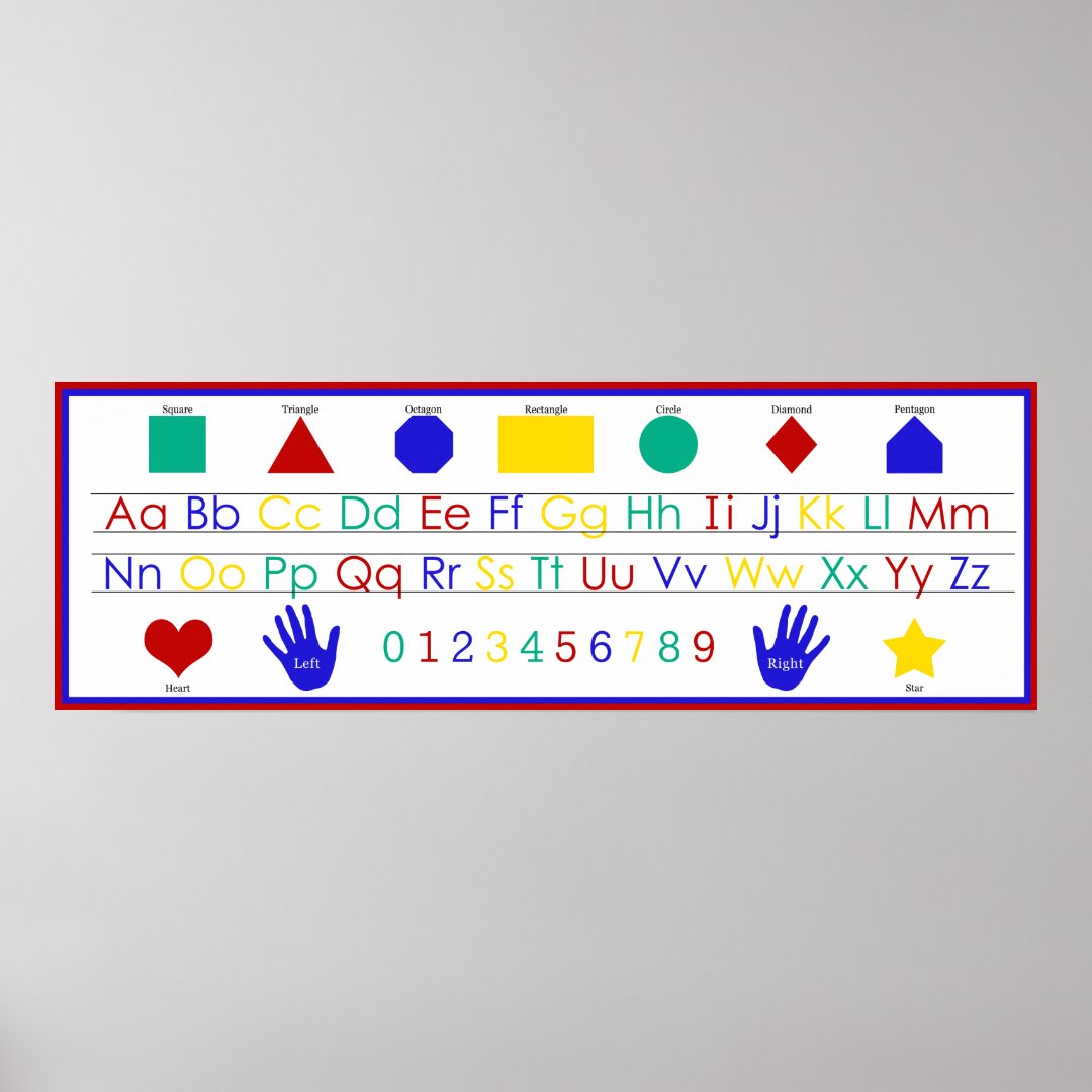 Alphabet, Numbers, and Shapes Poster | Zazzle