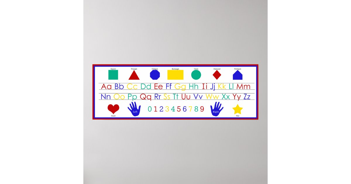 Alphabet, Numbers, and Shapes Poster | Zazzle