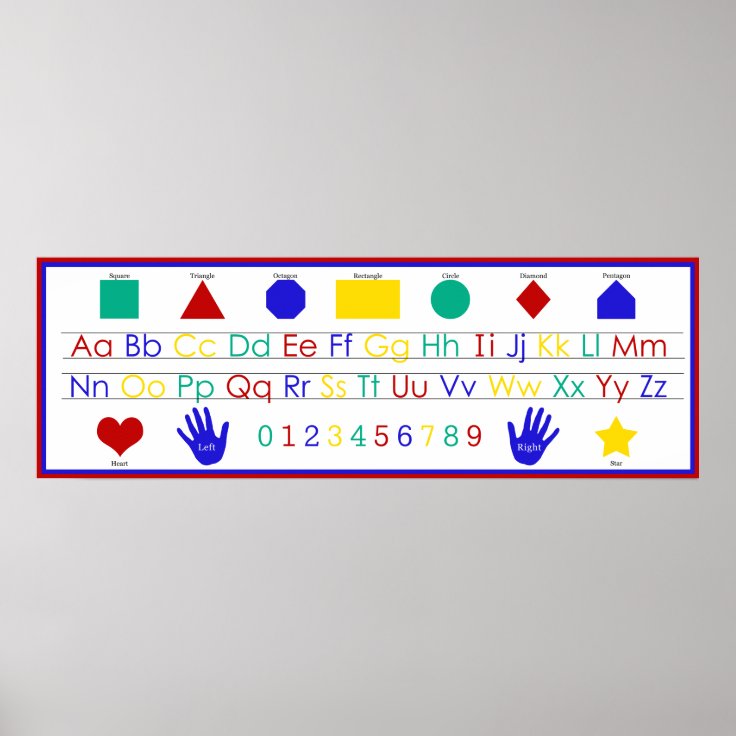 Alphabet, Numbers, and Shapes Poster | Zazzle