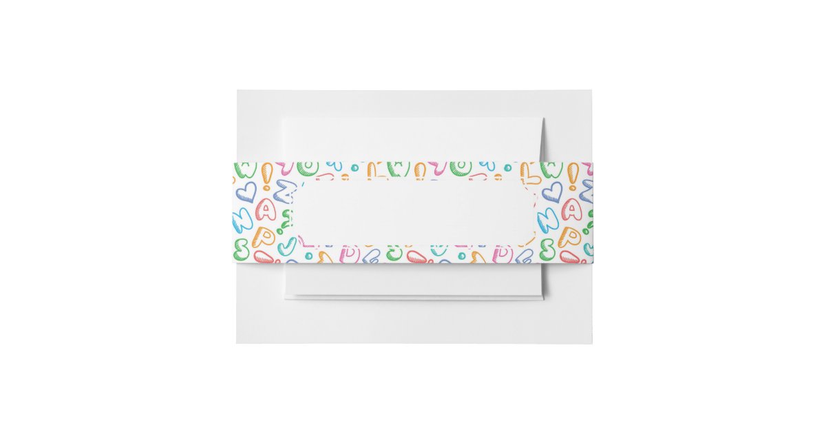 alphabet pattern invitation belly band | Zazzle