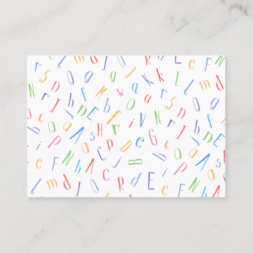 Alphabet Pattern - Substitute Teacher / Tutor Business Card | Zazzle