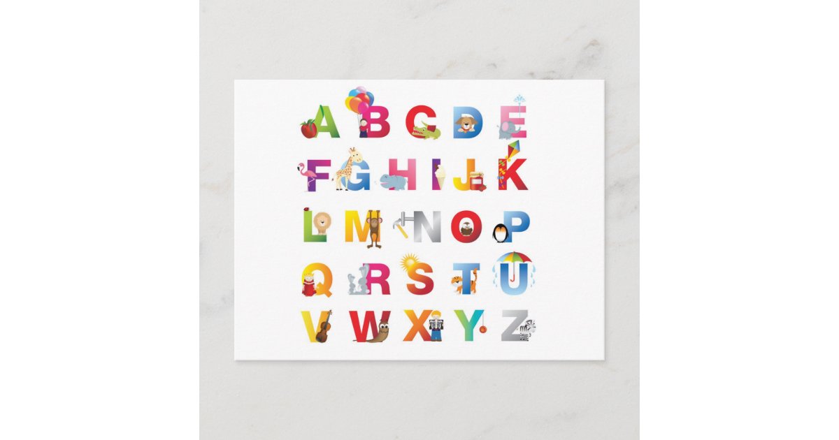 alphabet postcard | Zazzle
