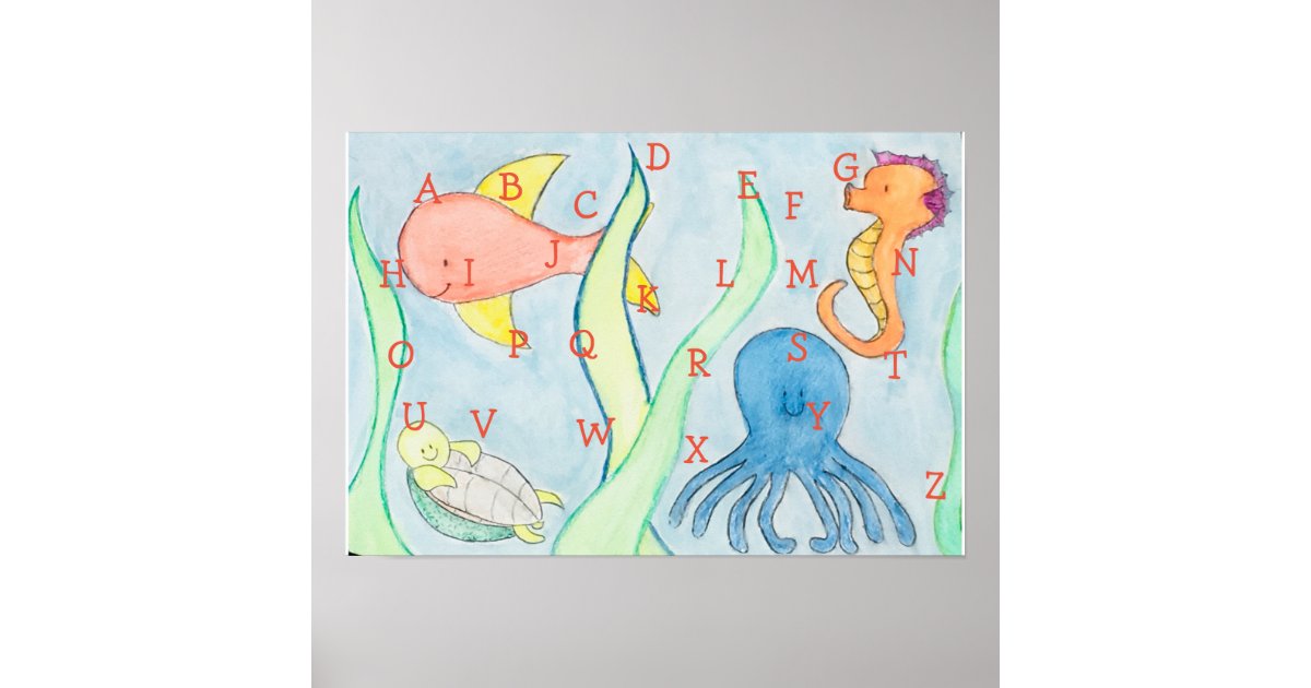 Alphabet Sea Creatures Poster | Zazzle