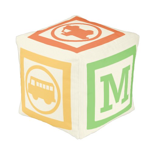 Alphabet Transportation Block Pouf | Zazzle