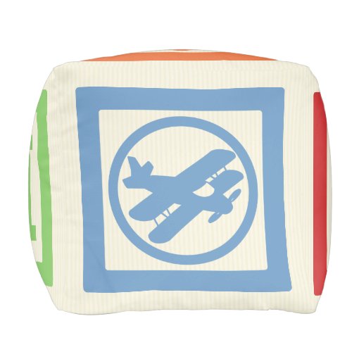 Alphabet Transportation Block Pouf | Zazzle