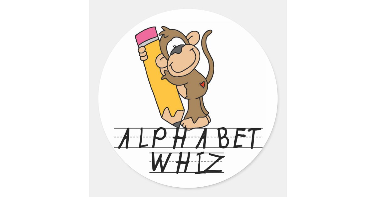 Alphabet Whiz Classic Round Sticker | Zazzle