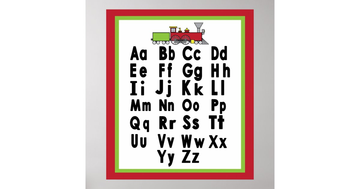 Alphabet with Train: Upper and Lower Cases Poster | Zazzle