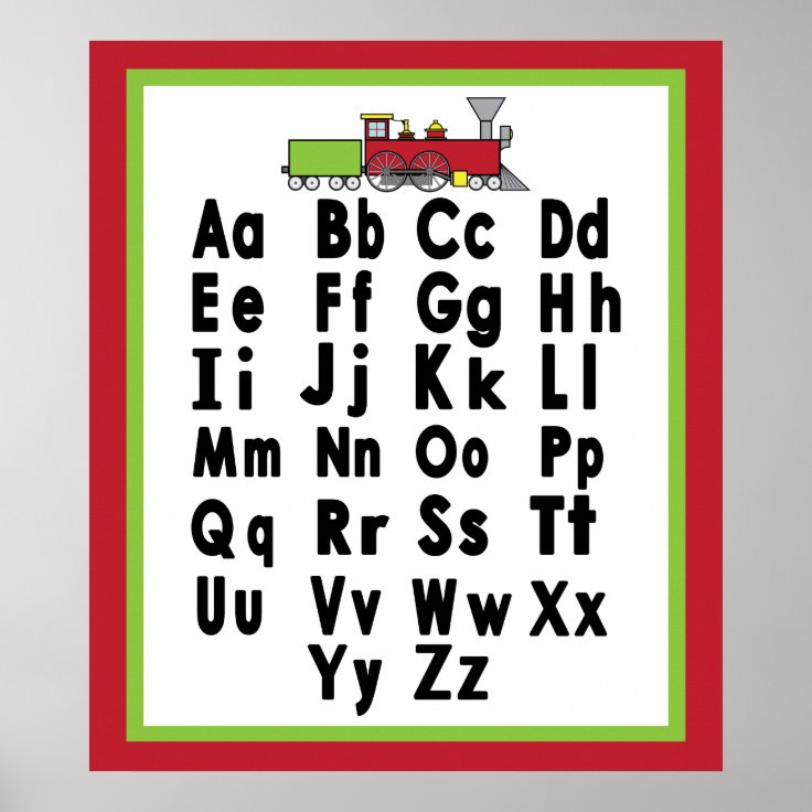 Alphabet with Train: Upper and Lower Cases Poster | Zazzle
