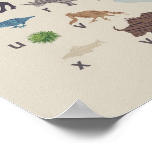 Alphabet Wood Grain Animal Poster | Zazzle