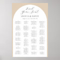Alphabetical Arch Find Your Seat Seating Plan Poster | Zazzle