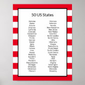 Alphabetical List of 50 US States Poster | Zazzle