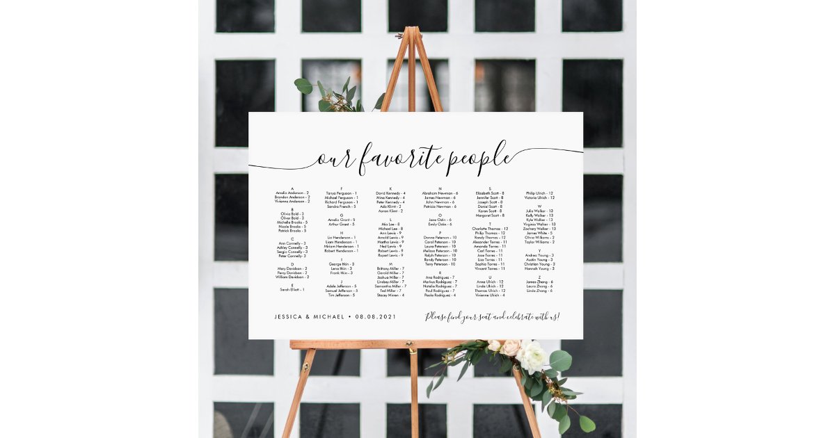 Alphabetical Our Favorite People Seating Chart | Zazzle Alphabetical Our Favorite People Seating Chart | Zazzle