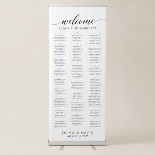Alphabetical Welcome Seating Chart Retractable Banner | Zazzle