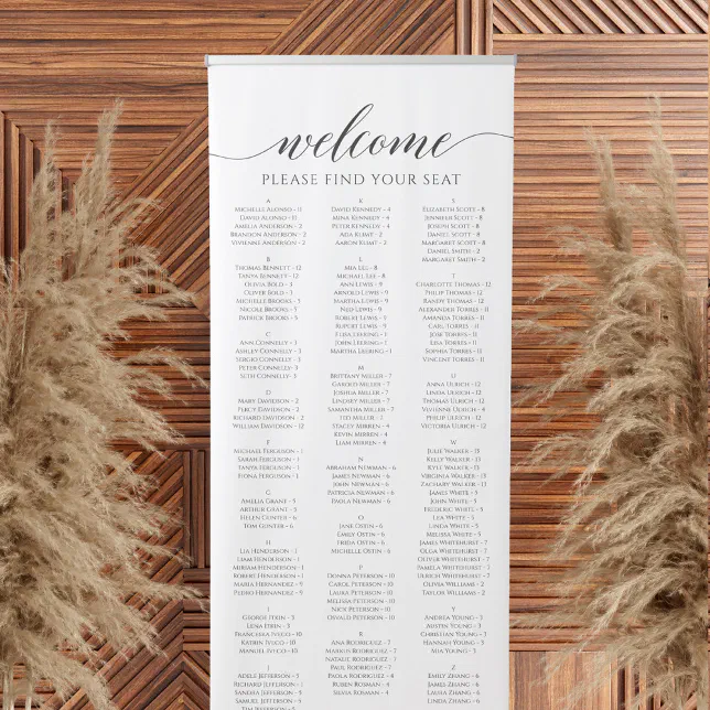 Alphabetical Welcome Seating Chart Retractable Banner | Zazzle