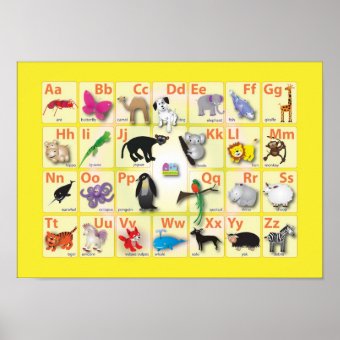 Alphabets: My ABC with 26 animals Poster | Zazzle